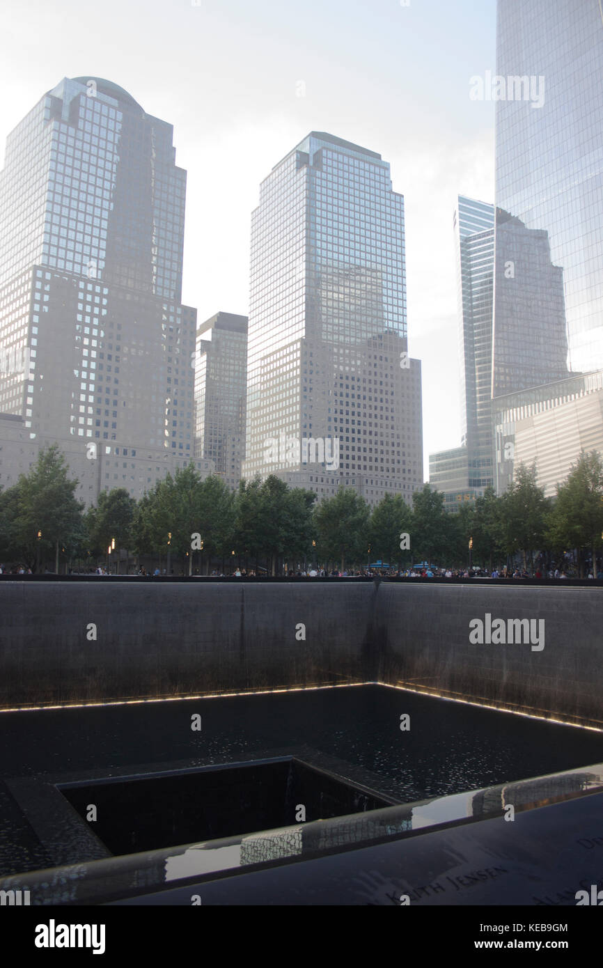 Skyscrapers in the background of the 9/11 memorial Stock Photo - Alamy