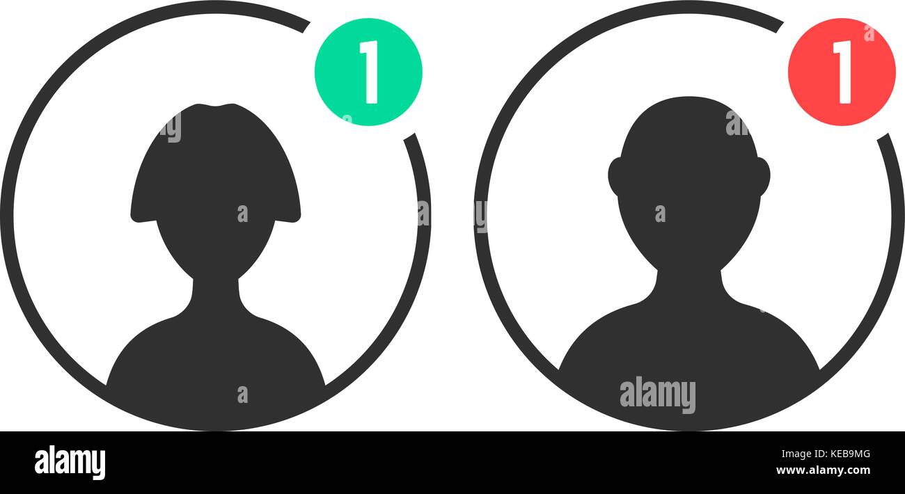 male and female user icons with notification Stock Vector Image & Art ...