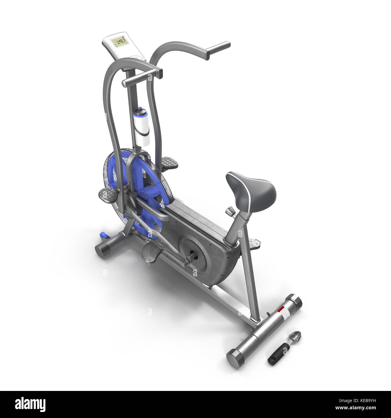 Stationary bike, gym machine over white. 3D illustration Stock Photo ...