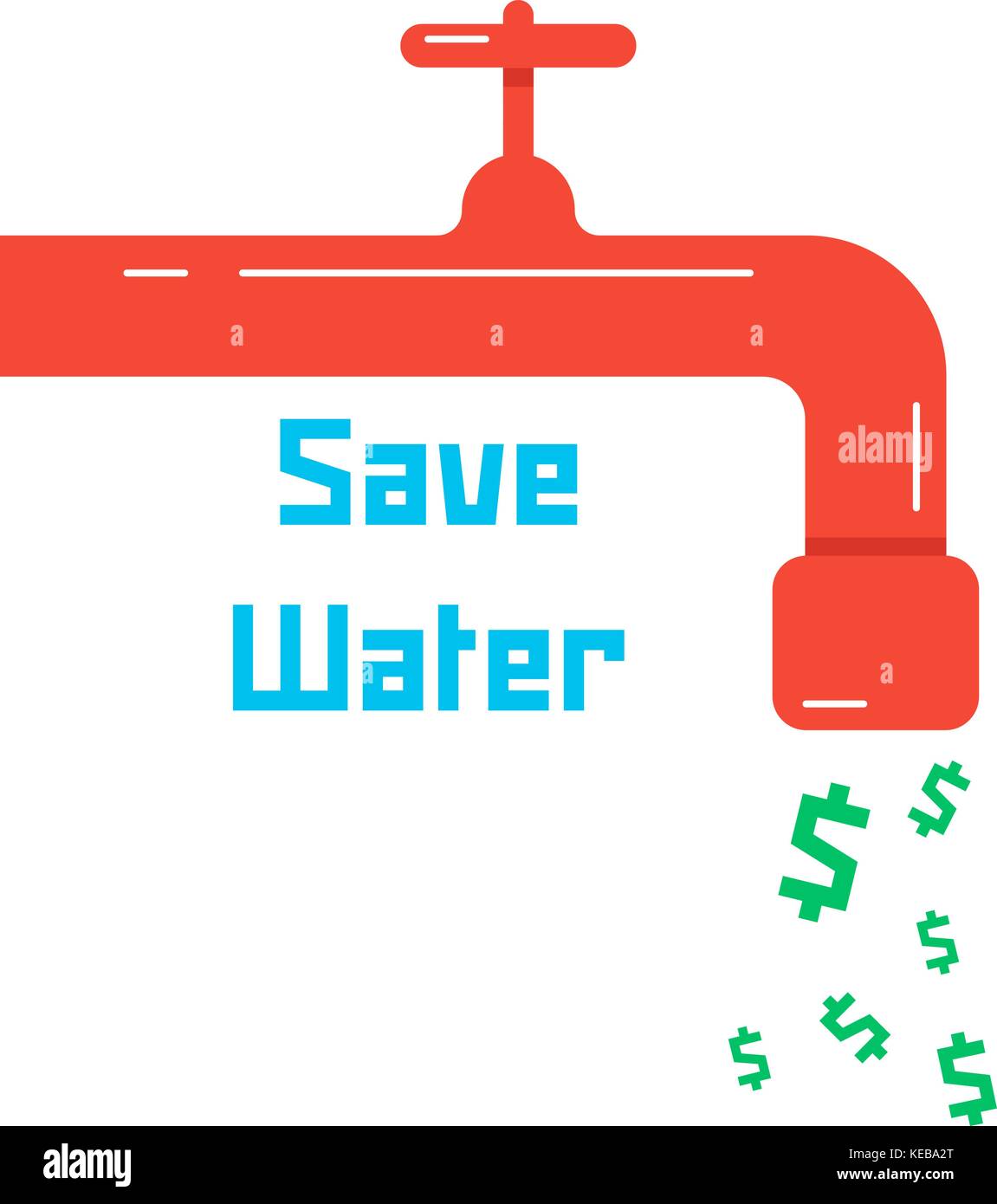 save water with red faucet Stock Vector Image & Art - Alamy