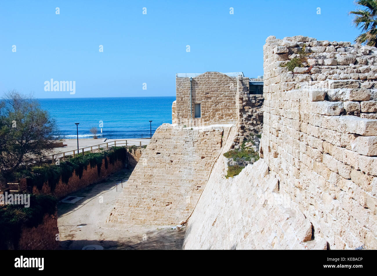 The Crusader's moat around Caesarea 10 m deep and 15 m wide. Caesarea ...