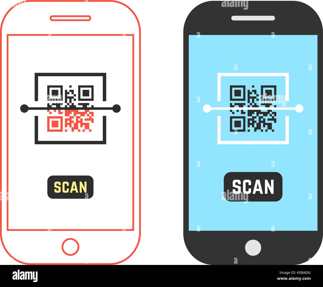 two phones scanning qr code Stock Vector Image & Art - Alamy