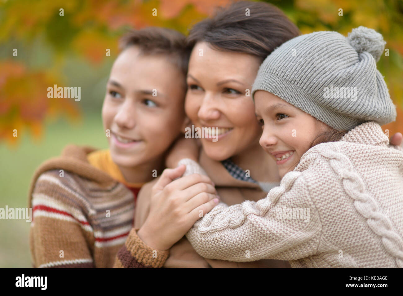 happy mother with children outdoors Stock Photo - Alamy
