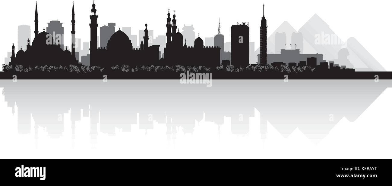Cairo Egypt city skyline silhouette vector illustration Stock Vector ...