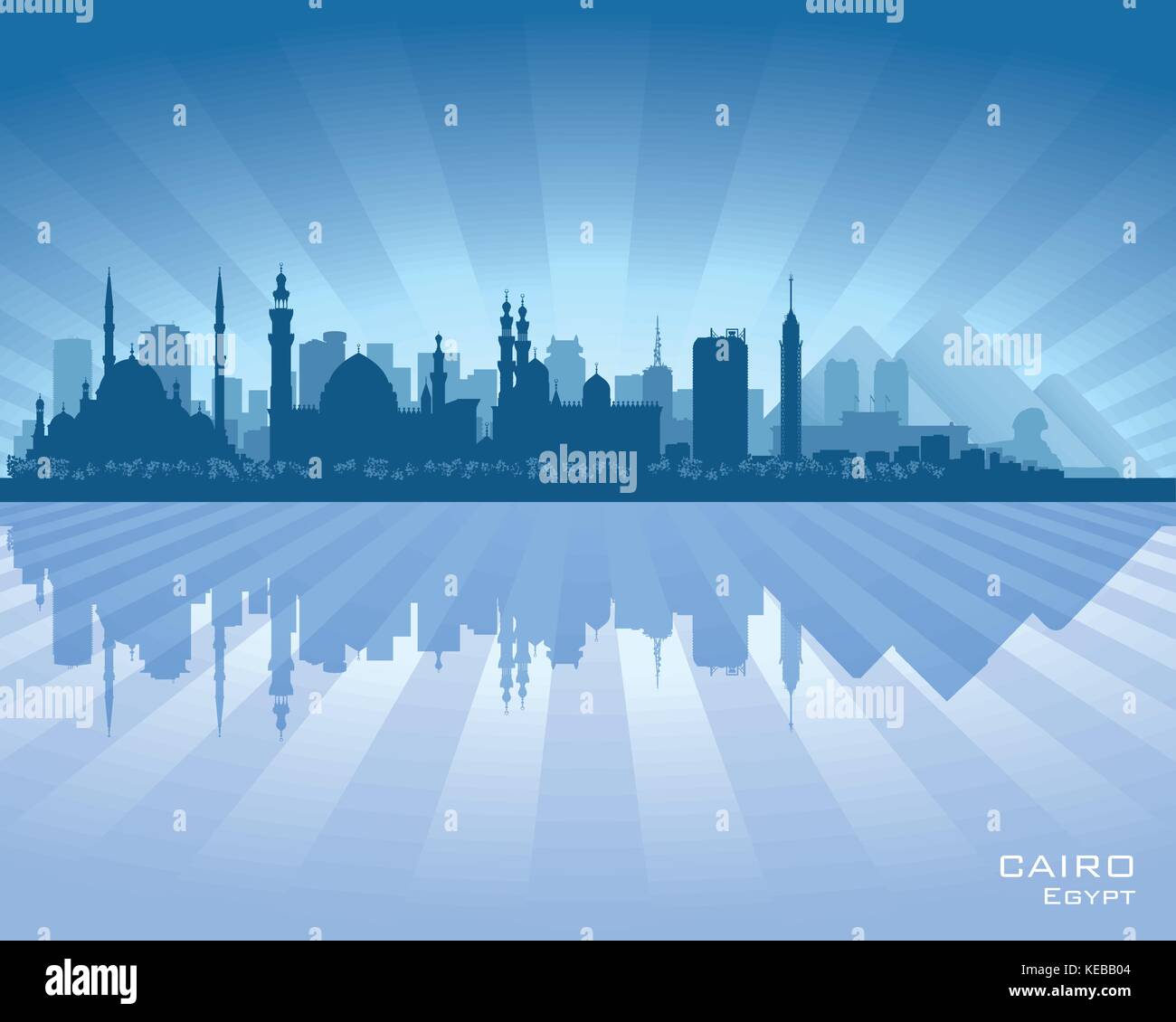 Cairo Egypt city skyline silhouette Vector illustration Stock Vector ...