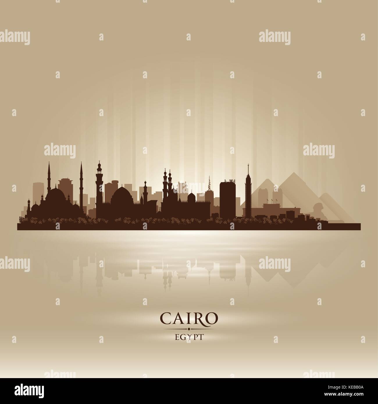 Cairo Egypt city skyline silhouette. Vector illustration Stock Vector ...