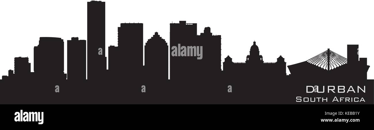 Durban, South Africa skyline. Detailed silhouette. Vector illustration ...