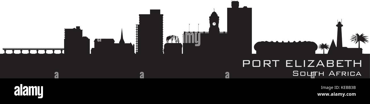 Port Elizabeth, South Africa skyline. Detailed silhouette. Vector ...