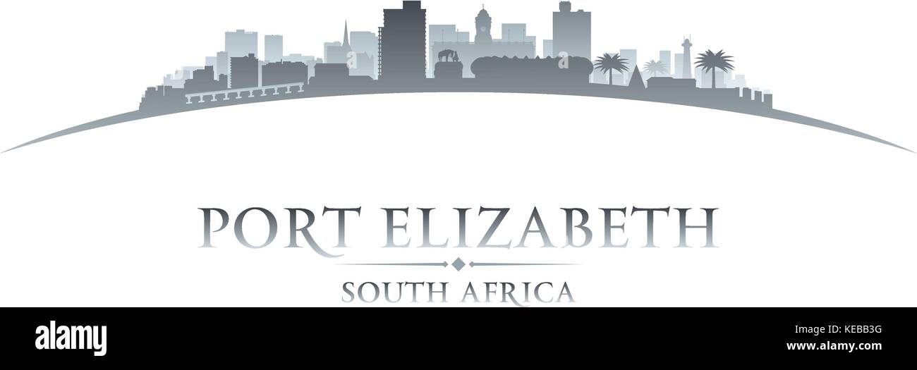 Port Elizabeth South Africa city skyline silhouette. Vector ...