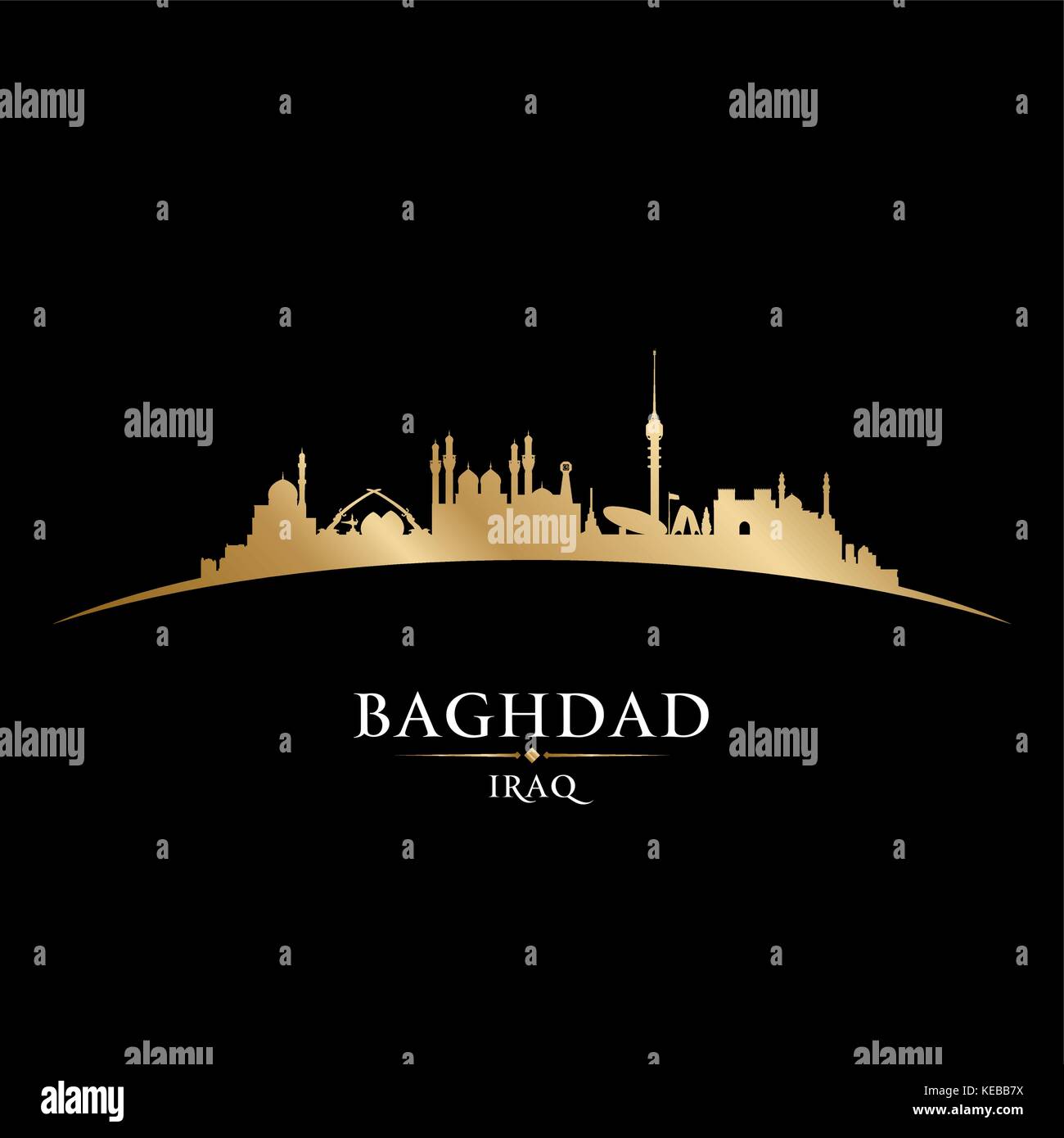 Baghdad Iraq city skyline silhouette. Vector illustration Stock Vector ...