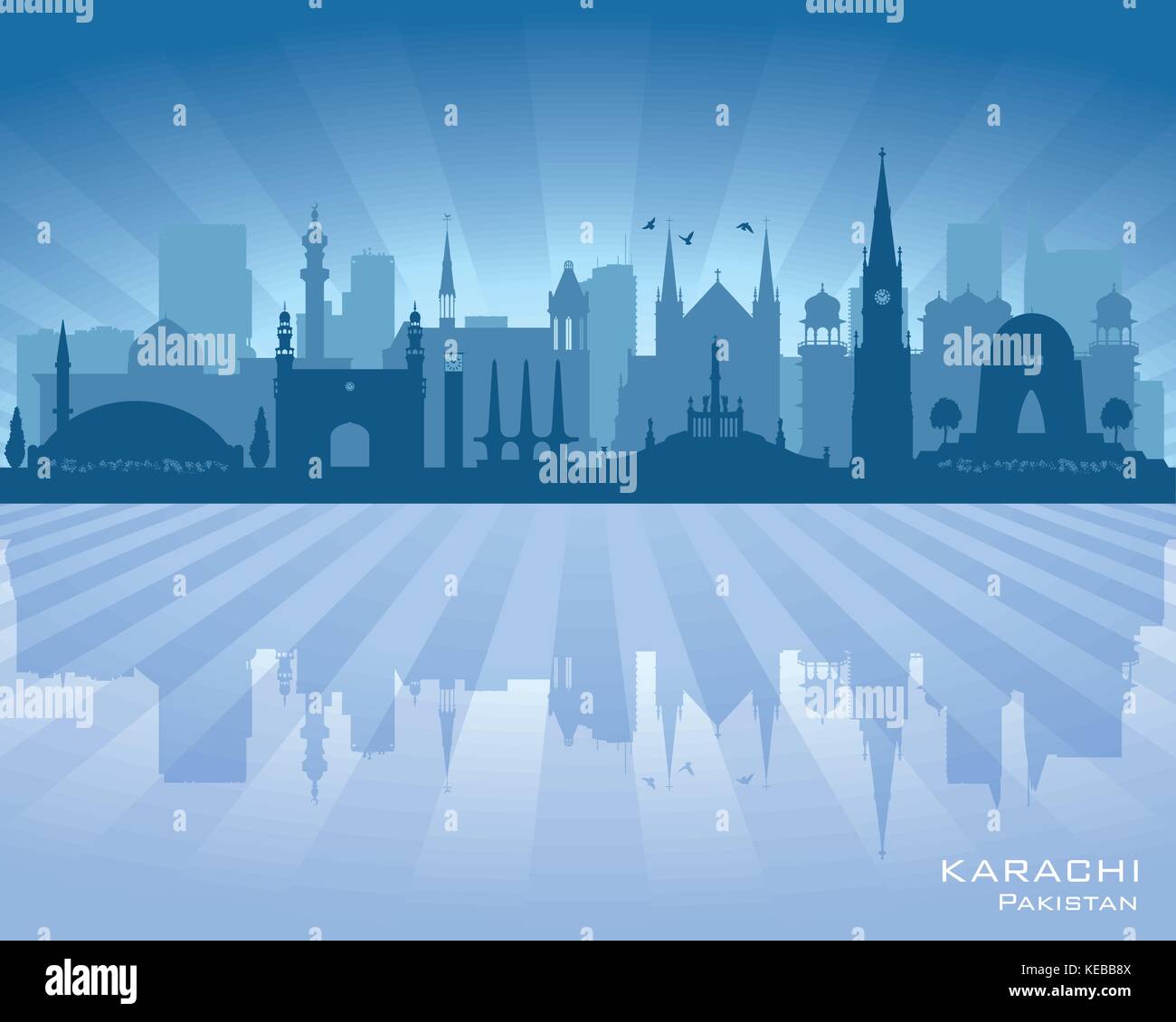 Karachi Pakistan city skyline vector silhouette illustration Stock ...