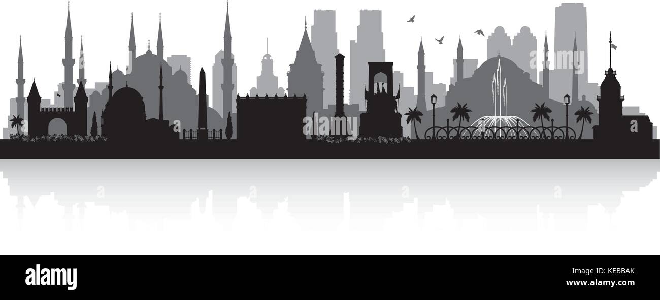 Istanbul Turkey city skyline vector silhouette illustration Stock ...