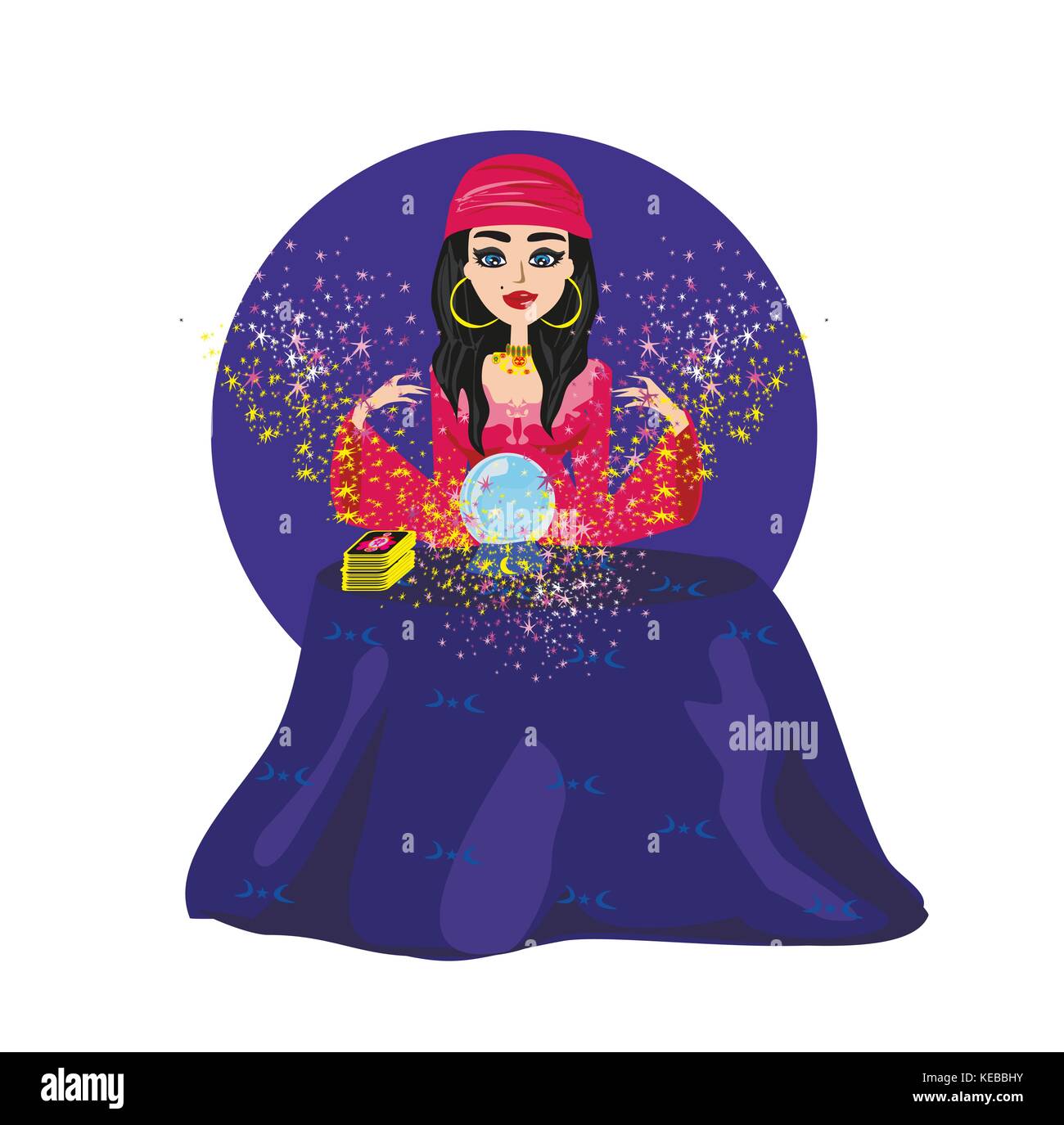 fortune teller woman reading future on magical crystal ball Stock ...