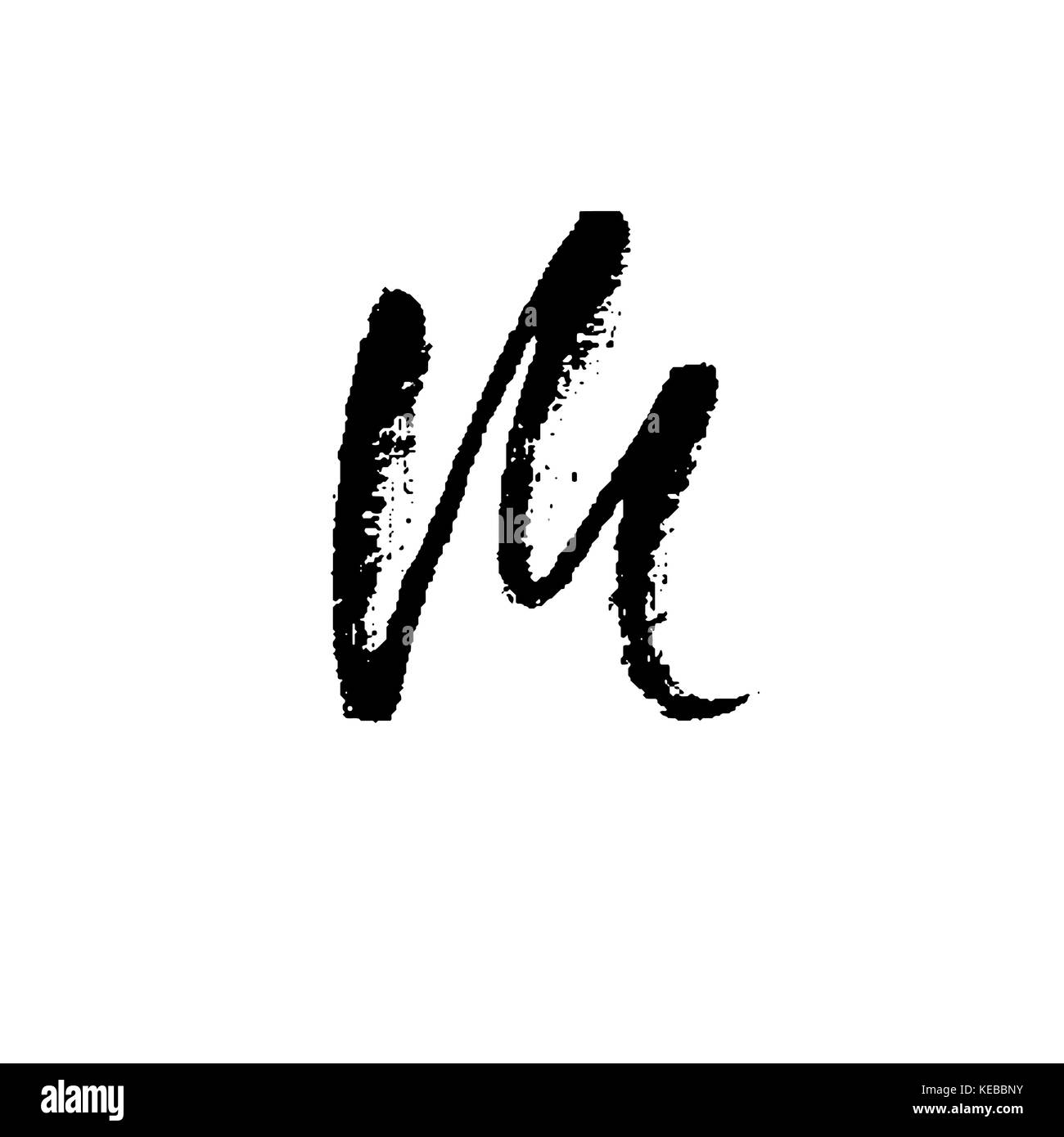 Hand painted letter M. Dry brush modern lettering. Vector illustration ...