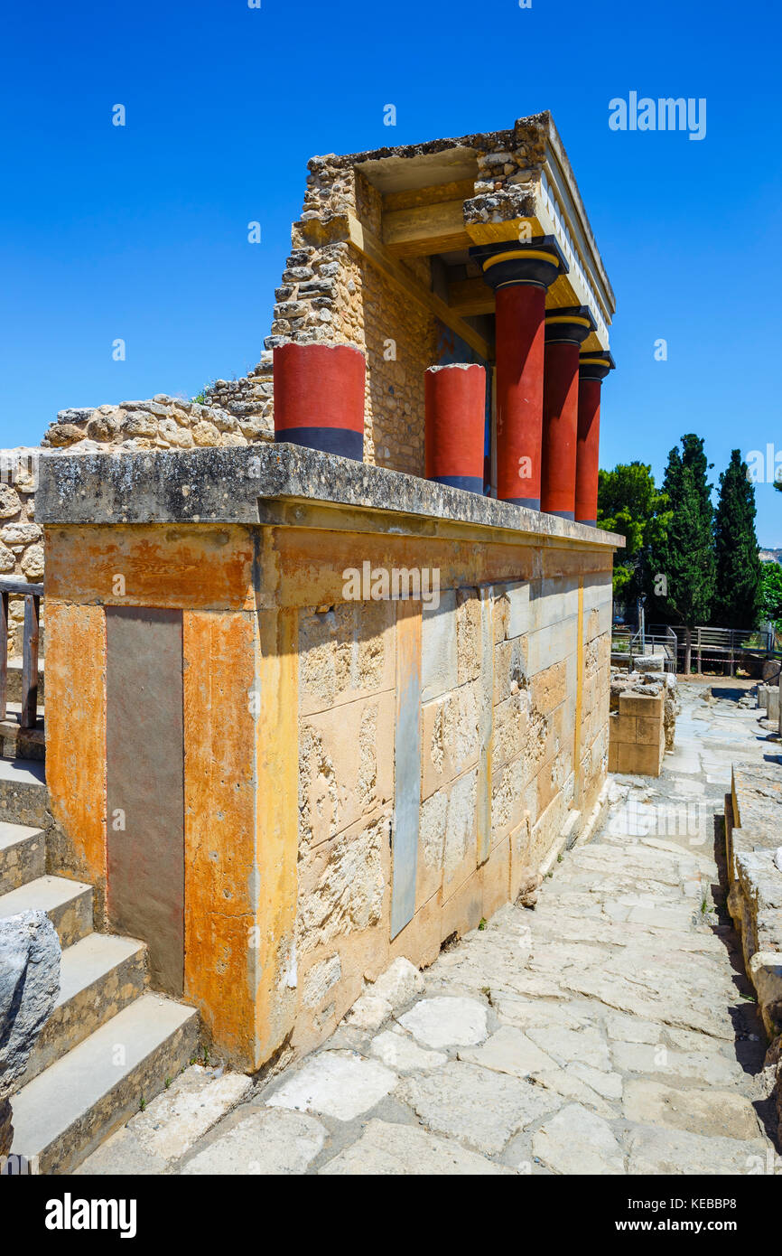 Scenic ruins of the Minoan Palace of Knossos on Crete, Greece Stock ...