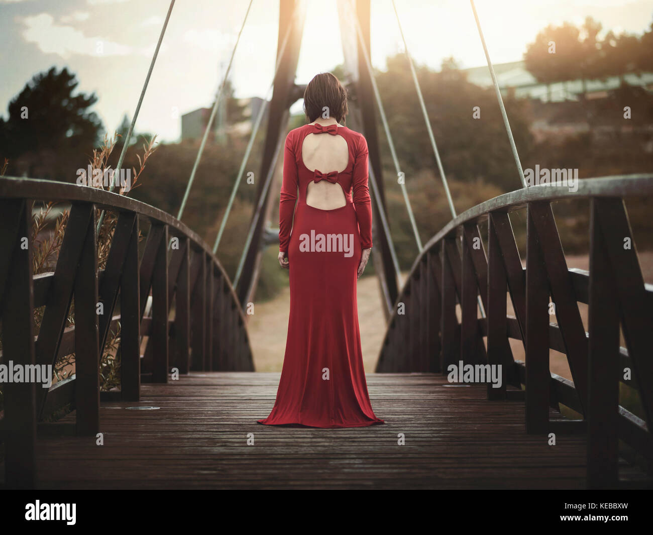 Thoughtful girl on the bridge Thoughtful girl on the bridge Stock Photo ...