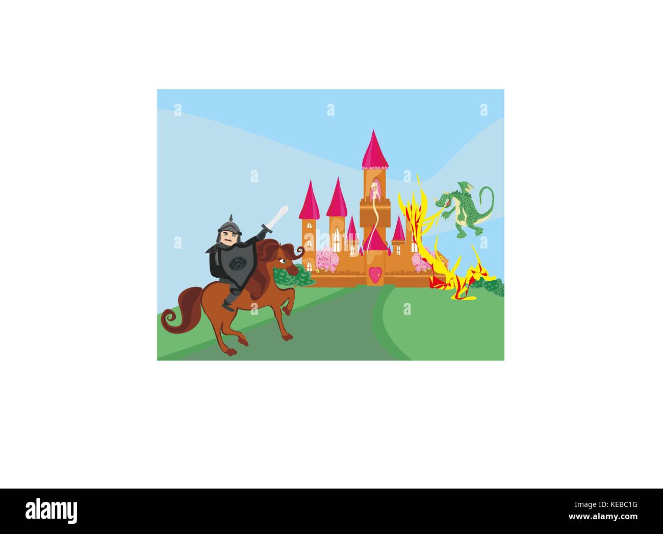 dragon attacks the castle Stock Vector Image & Art - Alamy