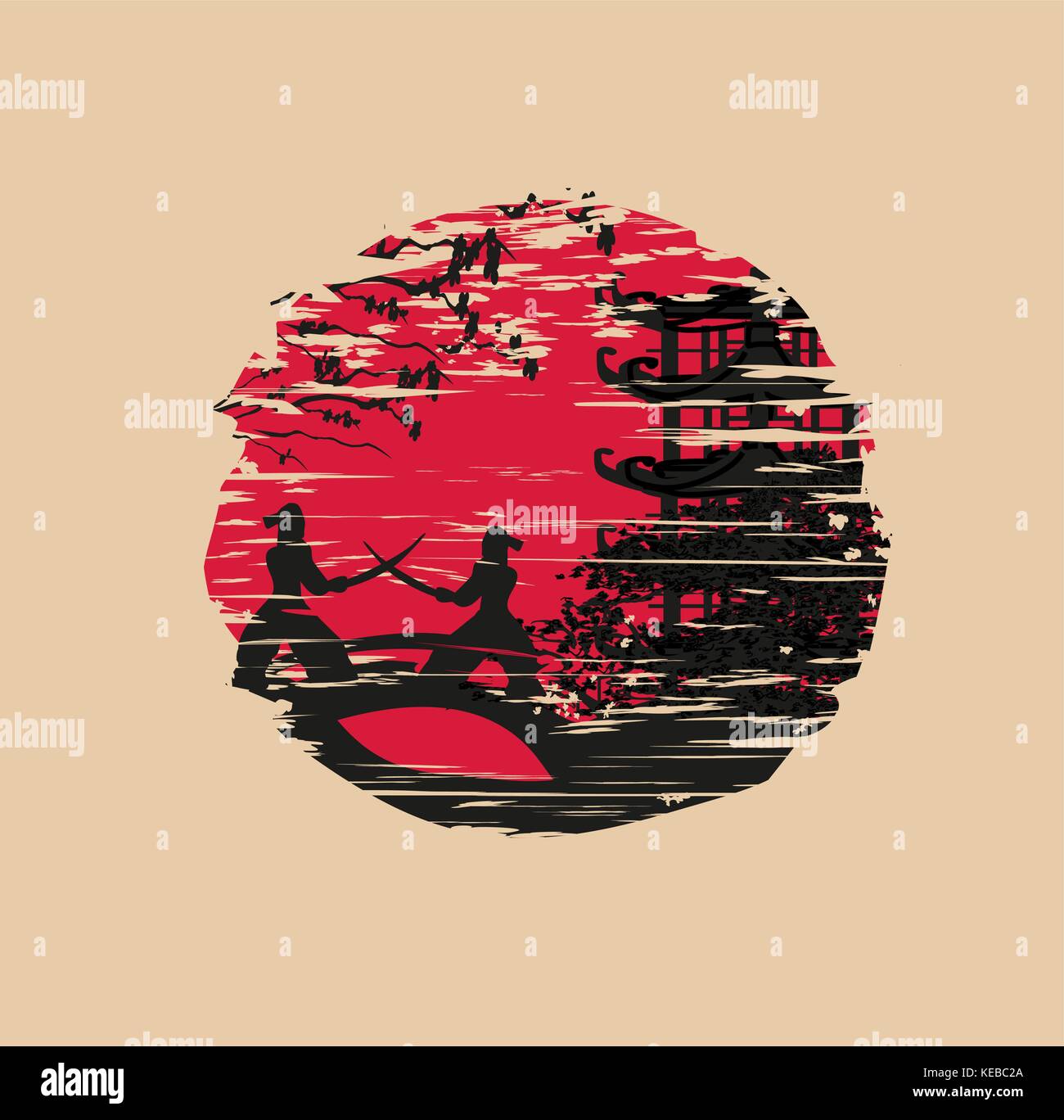 Japanese Samurai fighter - grunge card Stock Vector Image & Art - Alamy