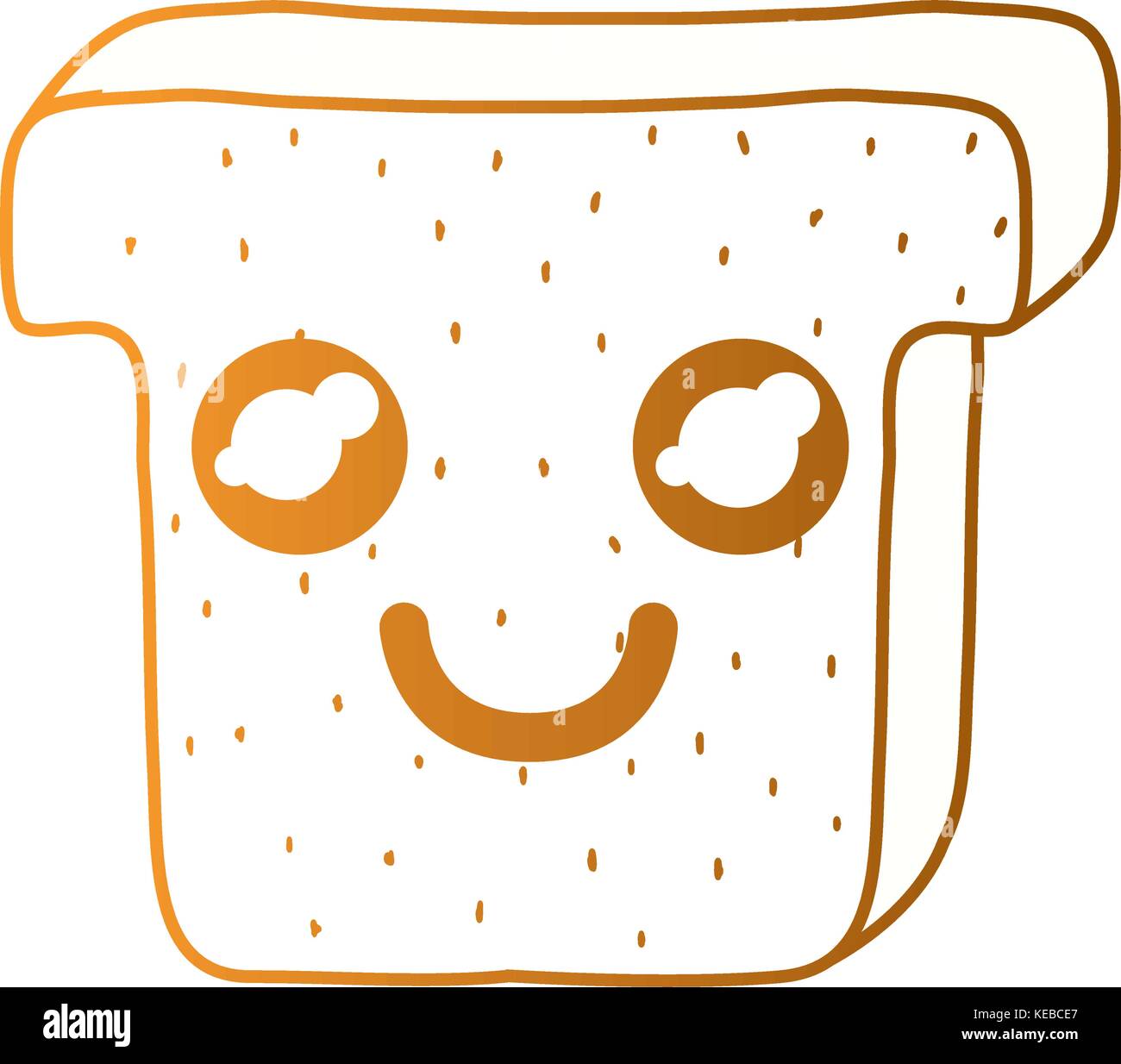 line kawaii cute happy slice bread Stock Vector Image & Art - Alamy