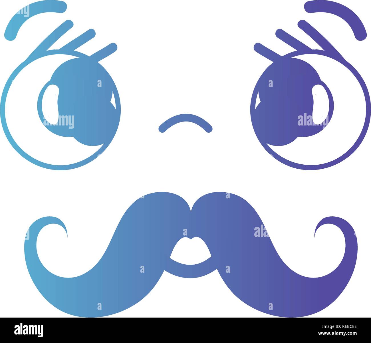 line kawaii cute tender face with mustache Stock Vector Image & Art - Alamy
