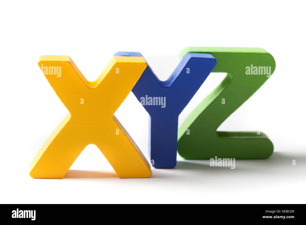 Last three capital letters from the alphabet X,Y and Z, made of wood ...