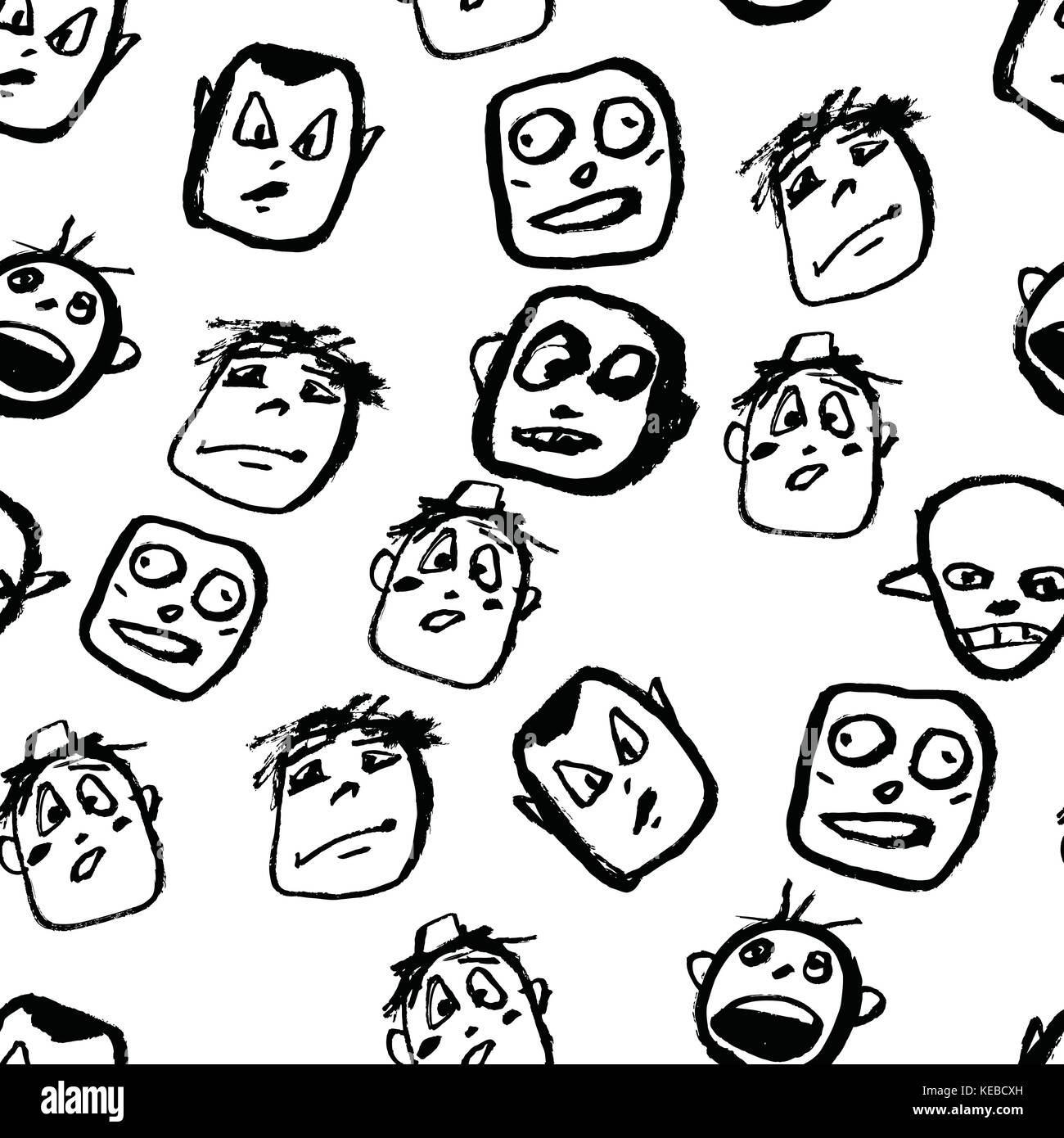 Doodles faces pattern Stock Vector Image & Art - Alamy