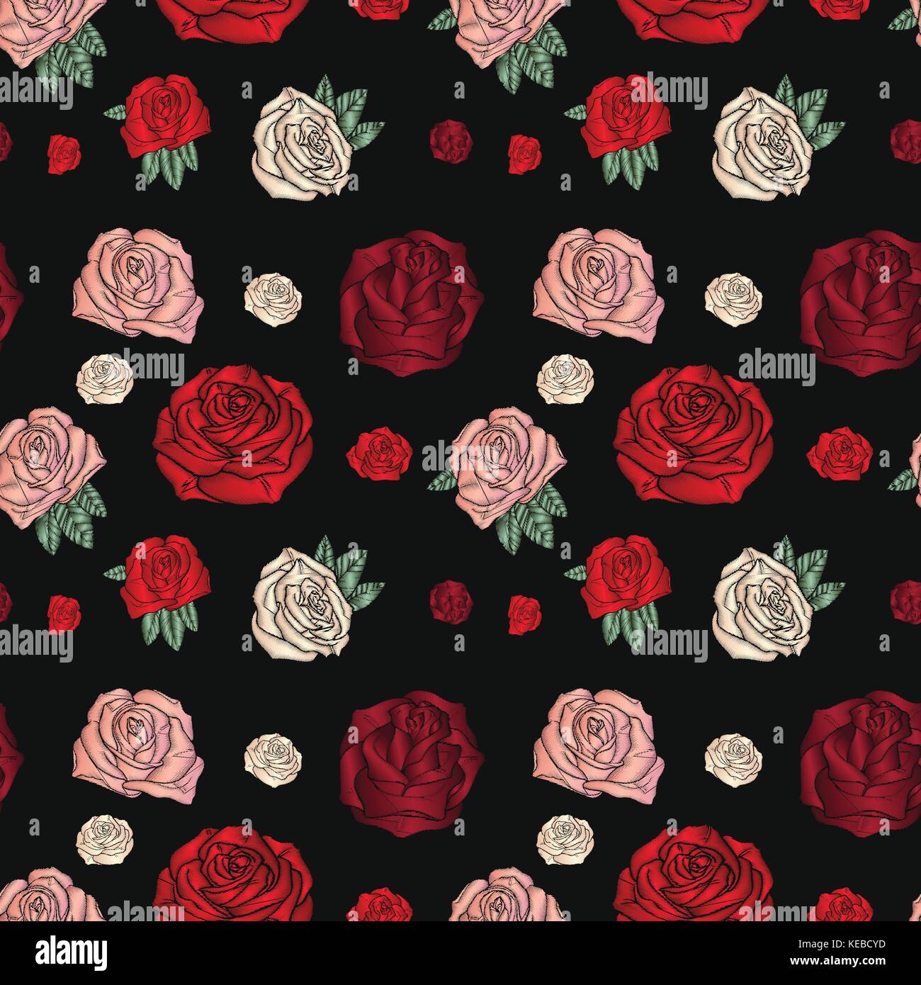 Embroidery seamless pattern with roses Stock Vector Image & Art - Alamy
