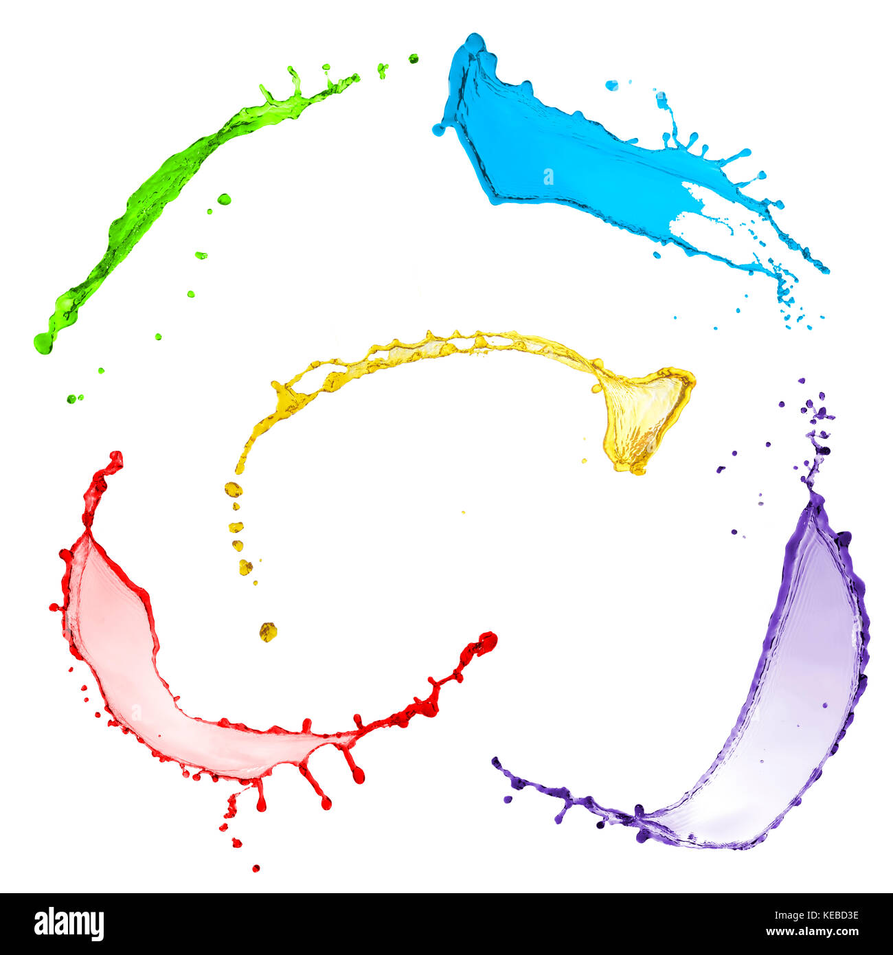 splendid collection of color splashes over white background Stock Photo ...