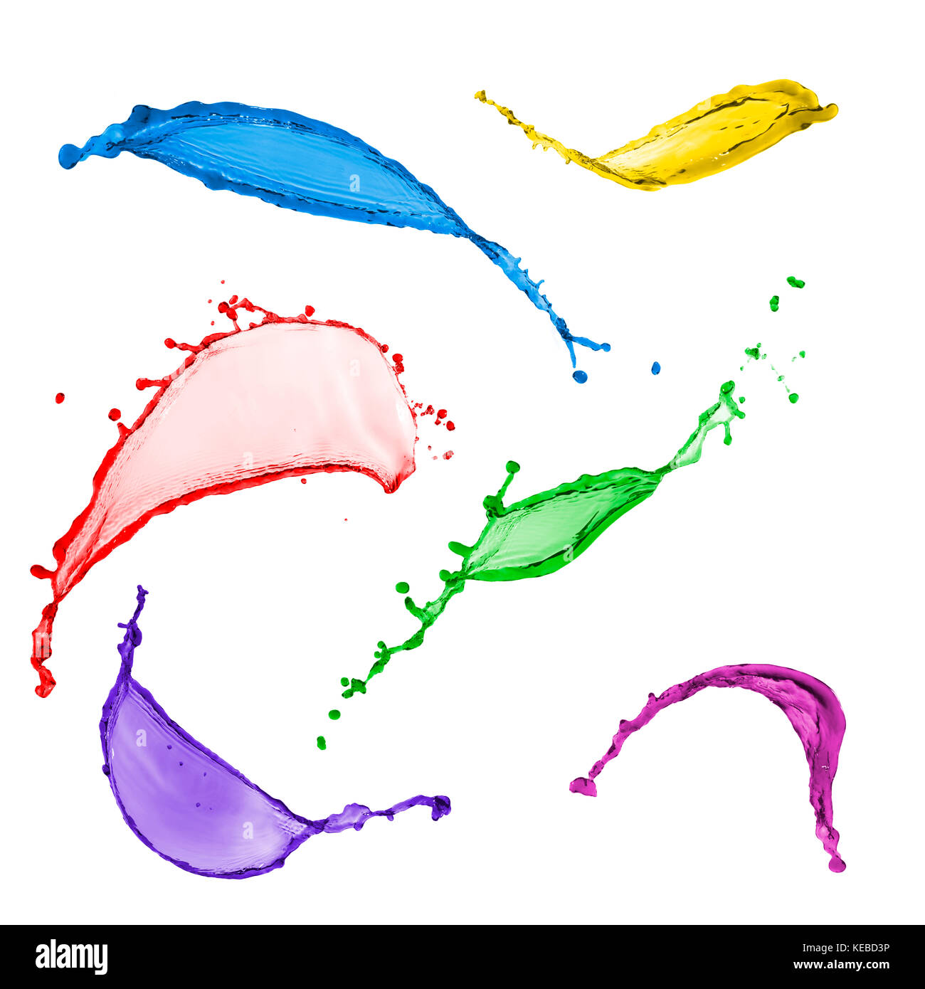 splendid collection of color splashes over white background Stock Photo ...