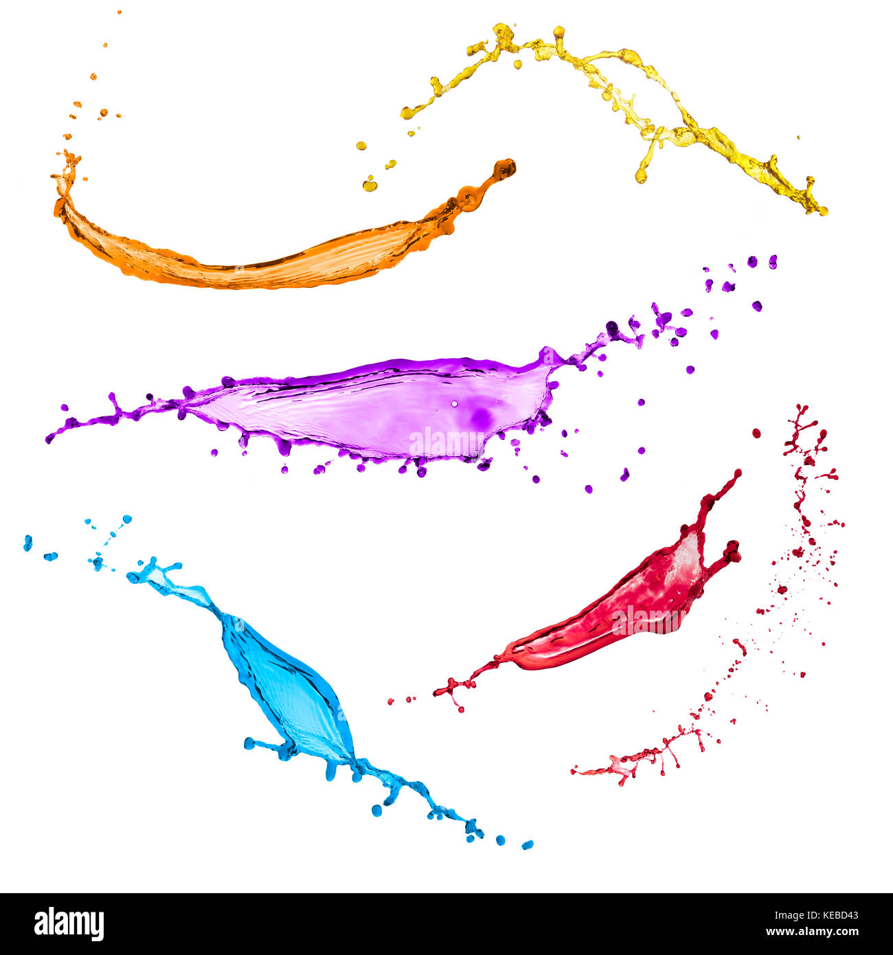 splendid collection of color splashes over white background Stock Photo ...