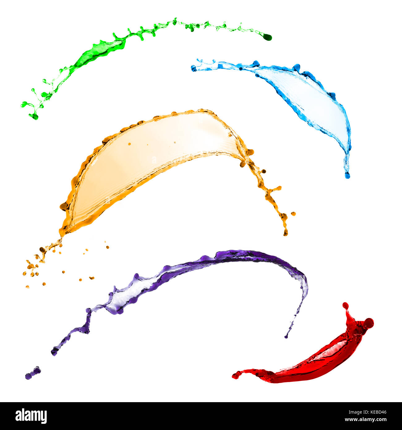 splendid collection of color splashes over white background Stock Photo ...