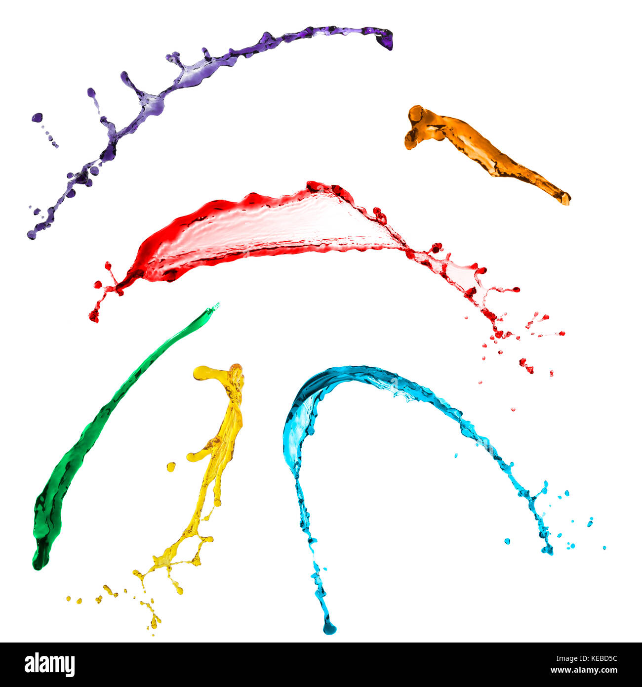 splendid collection of color splashes over white background Stock Photo ...