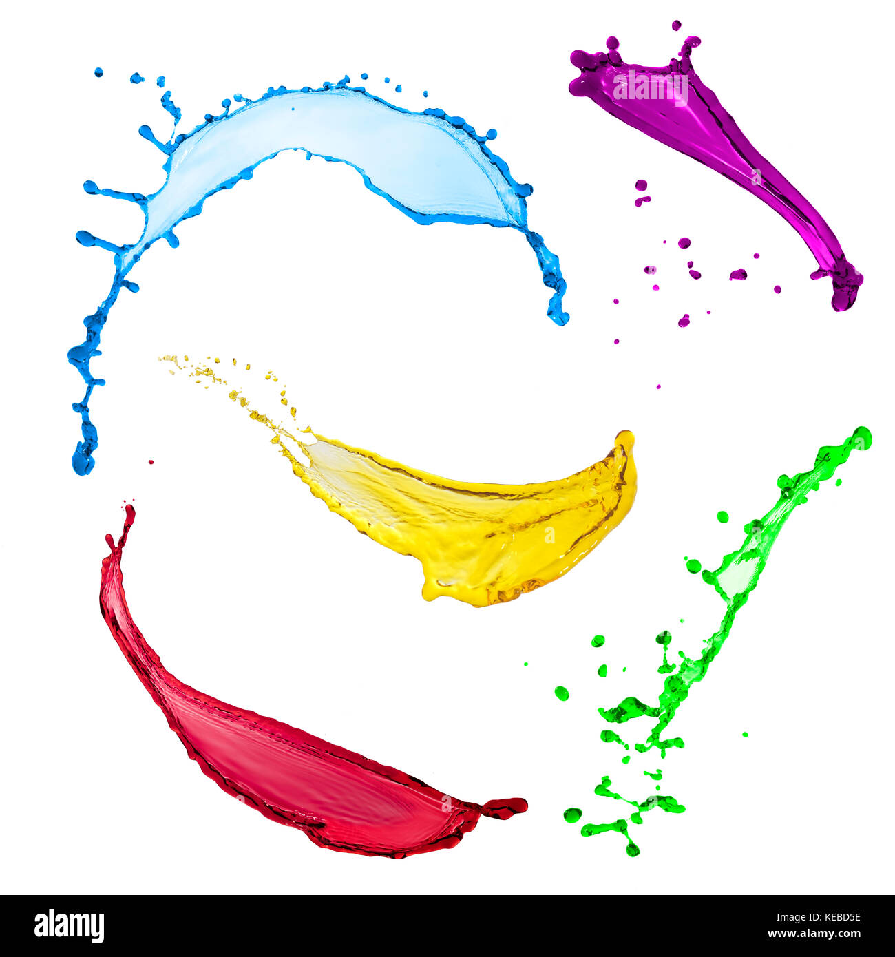 splendid collection of color splashes over white background Stock Photo ...