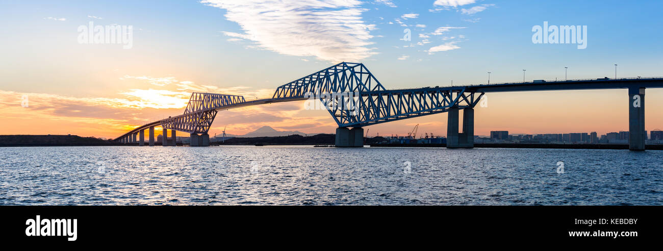 Tokyo landmark , Tokyo Gate Bridge in Tokyo Japan Sunset panorama Stock ...