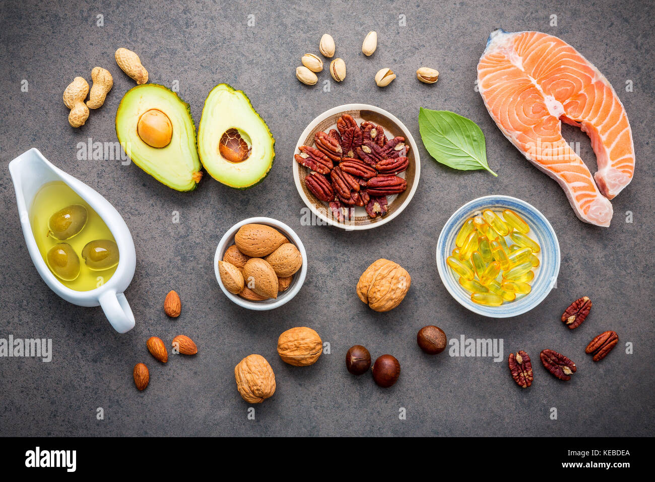 Selection food sources of omega 3 and unsaturated fats. Superfood high ...