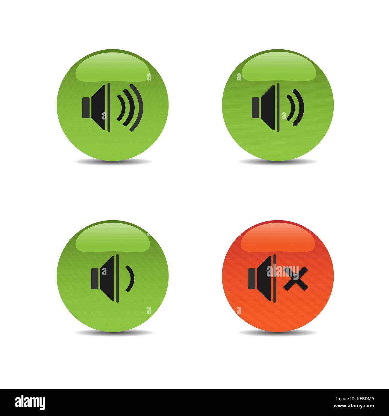 Sound icons on colored buttons and white background. Vector ...