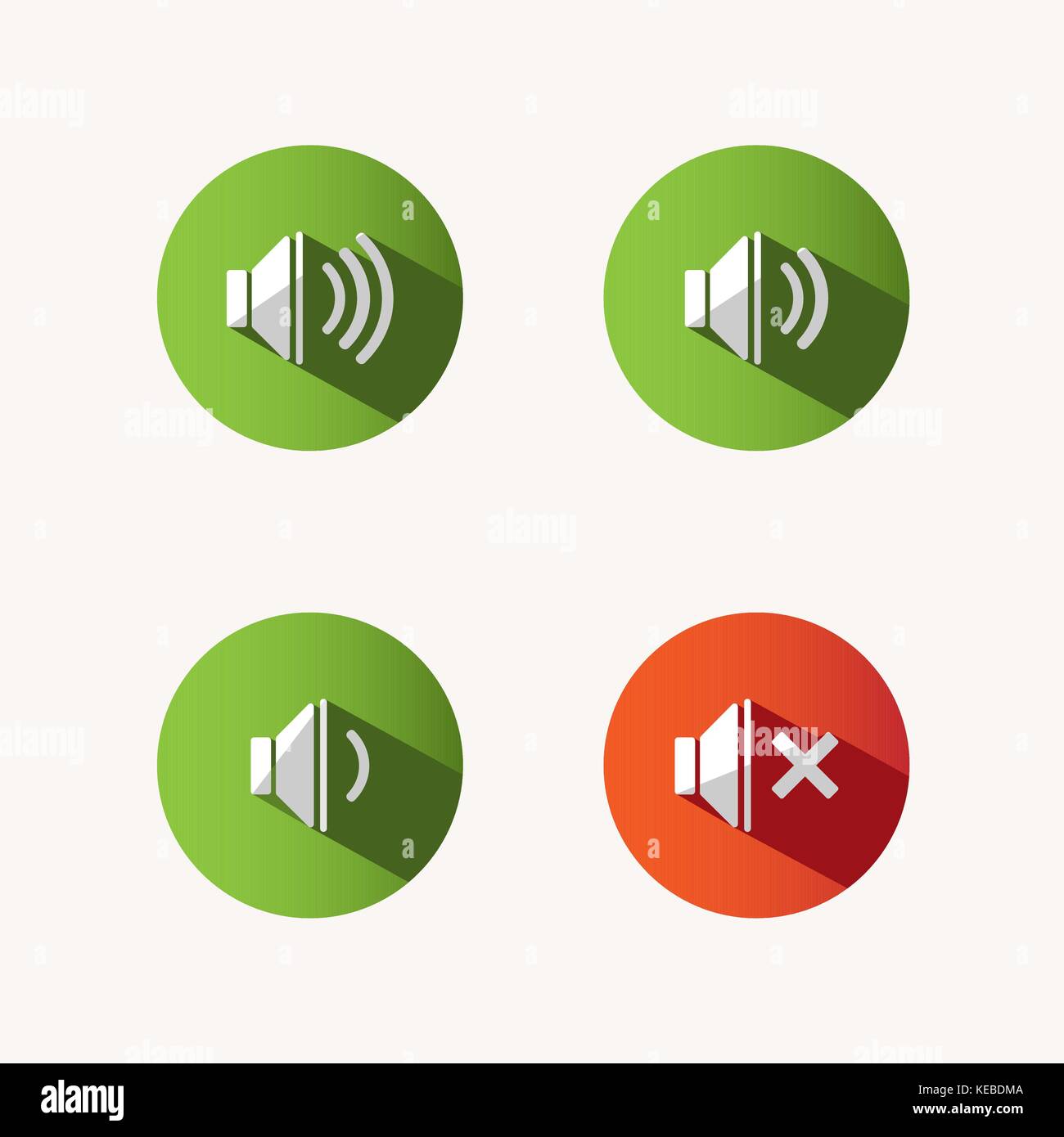 Sound icons with shade on colored circles and white background. Vector ...