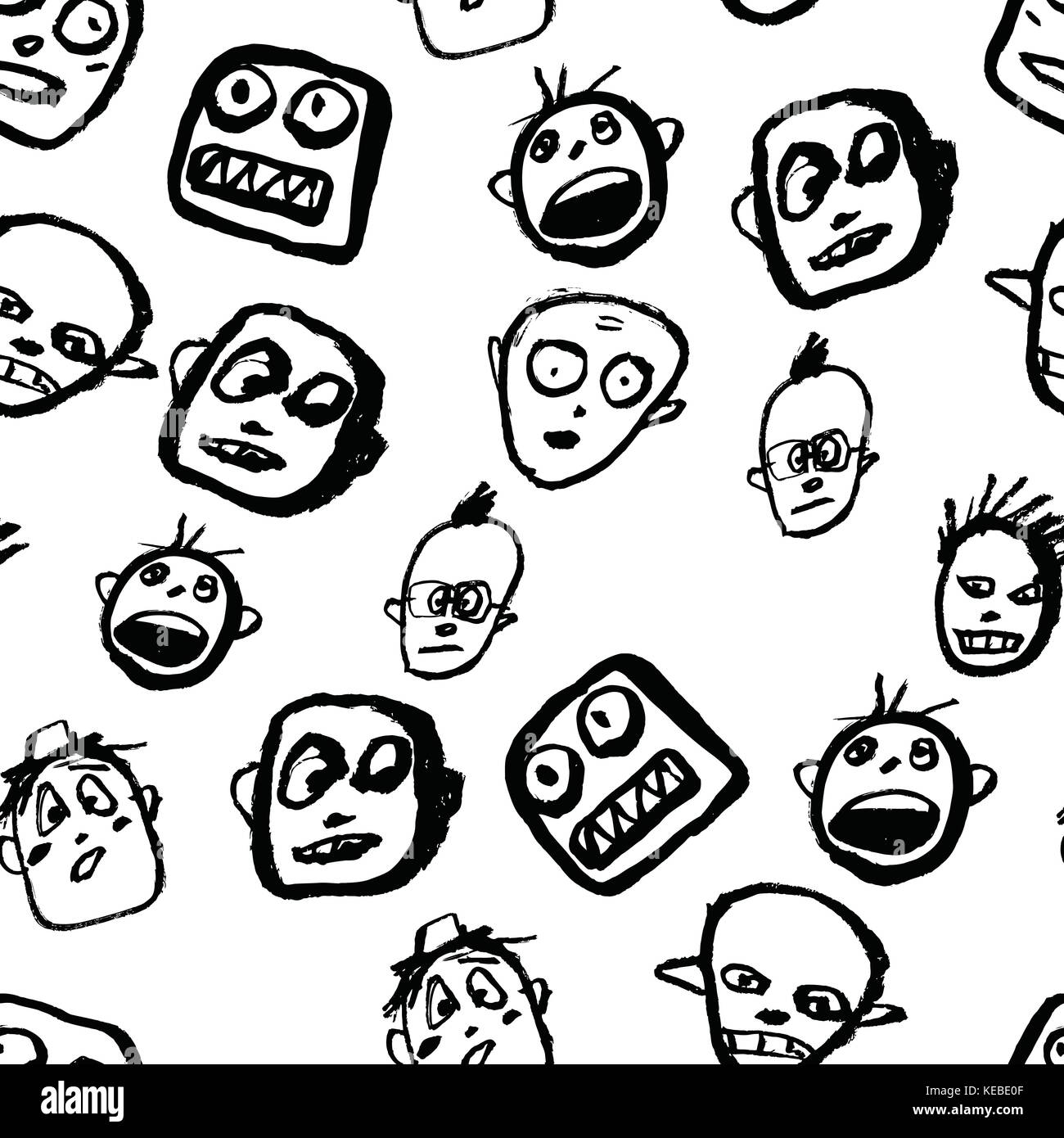 Doodles faces pattern Stock Vector Image & Art - Alamy