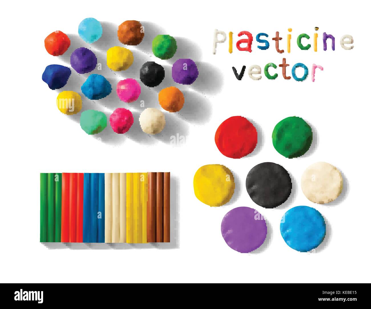 Color plasticine set isolated on a white background. 3d Vector ...