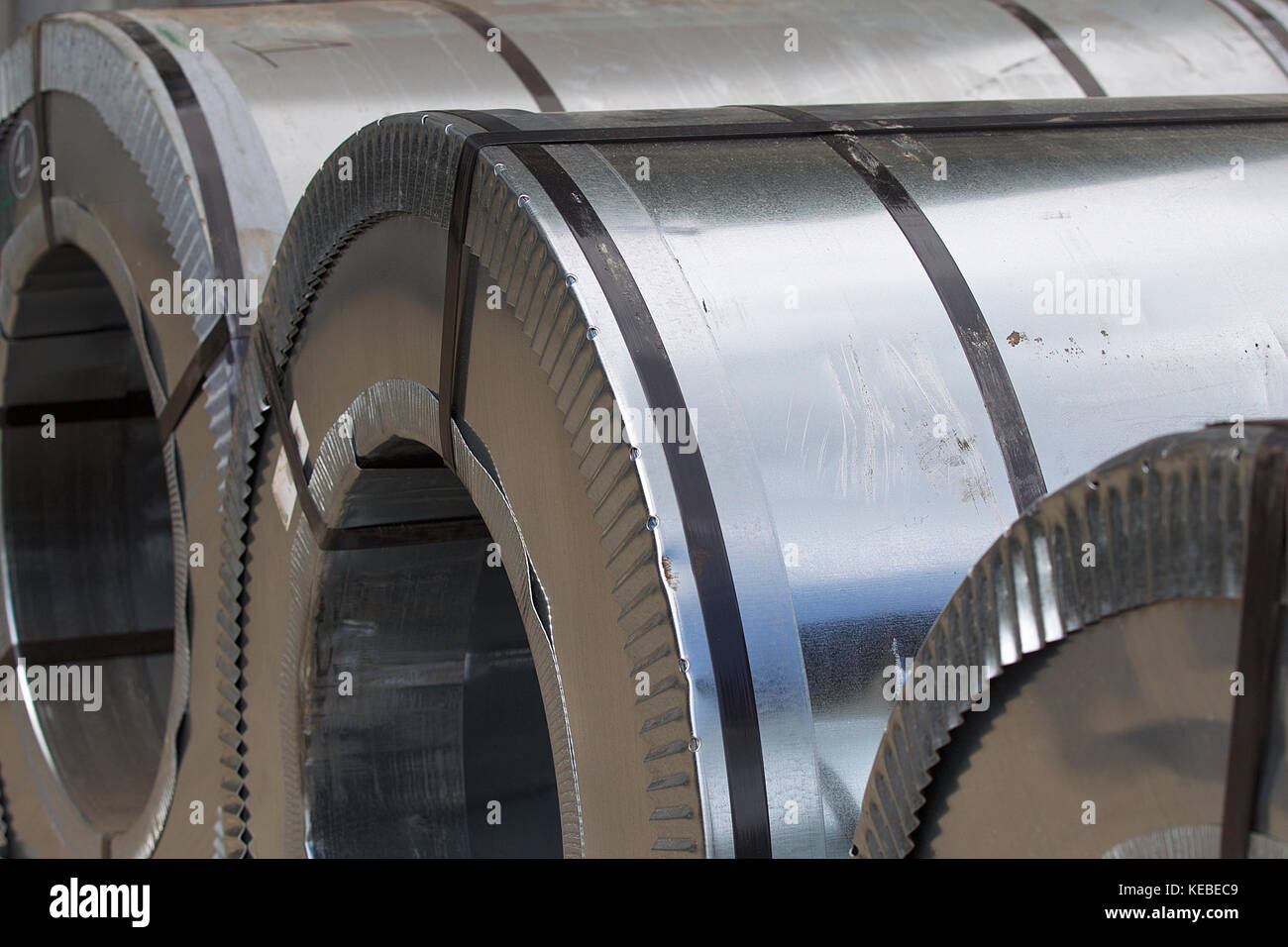 Rolls of cold-rolled galvanized steel with polymer coating in stock ...