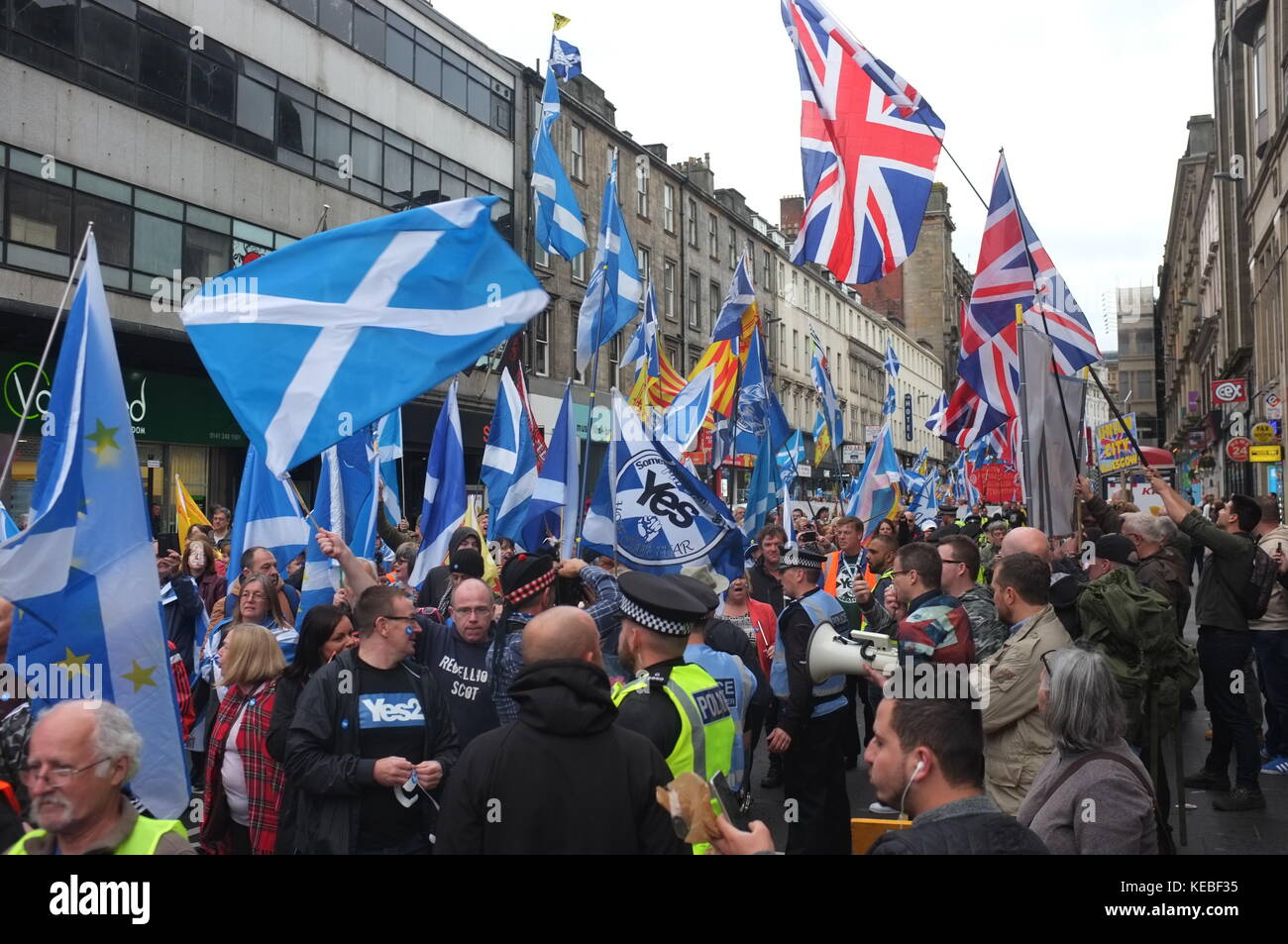 Pro-independence rally organised by Hope Over Fear, Glasgow, Scotland ...