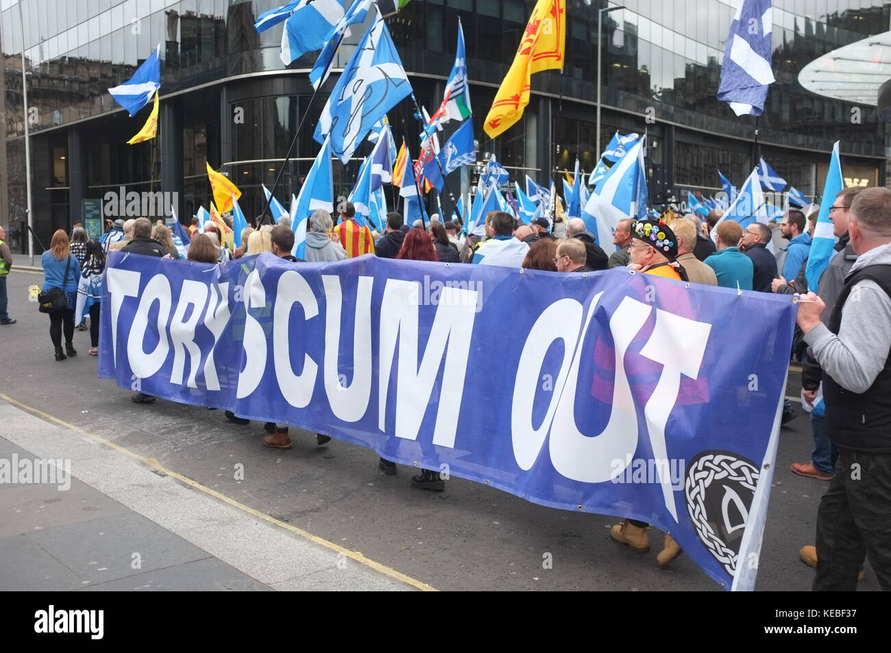 'Tory Scum Out' banner, Pro-independence rally organised by Hope Over ...