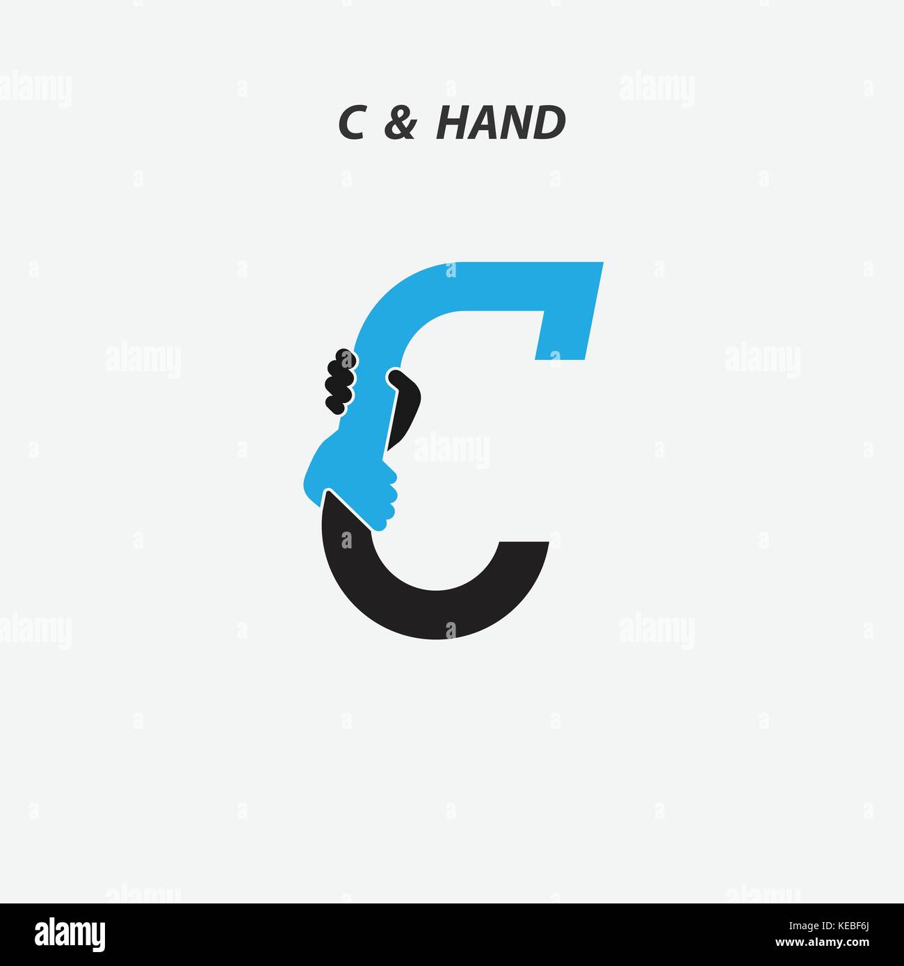 C - Letter abstract icon & hands logo design vector template.Italic ...