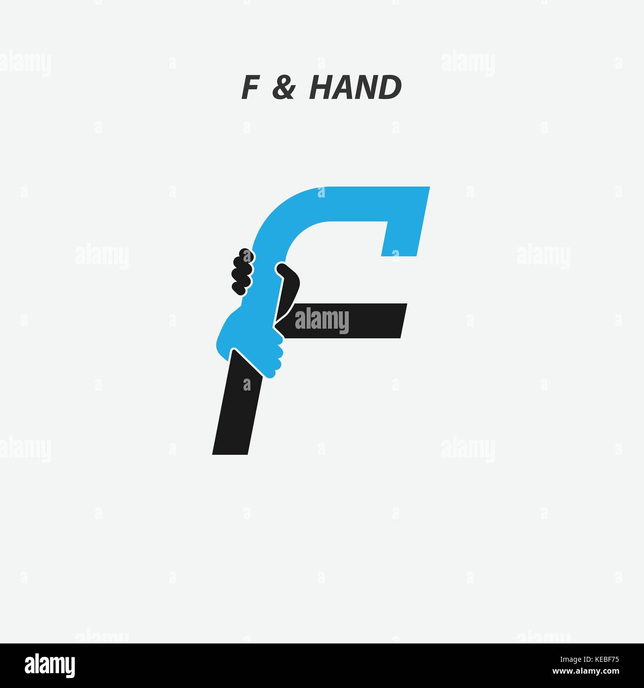 F - Letter abstract icon & hands logo design vector template.Italic ...