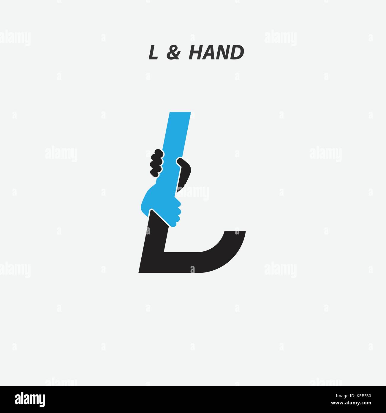 L - Letter abstract icon & hands logo design vector template.Italic ...