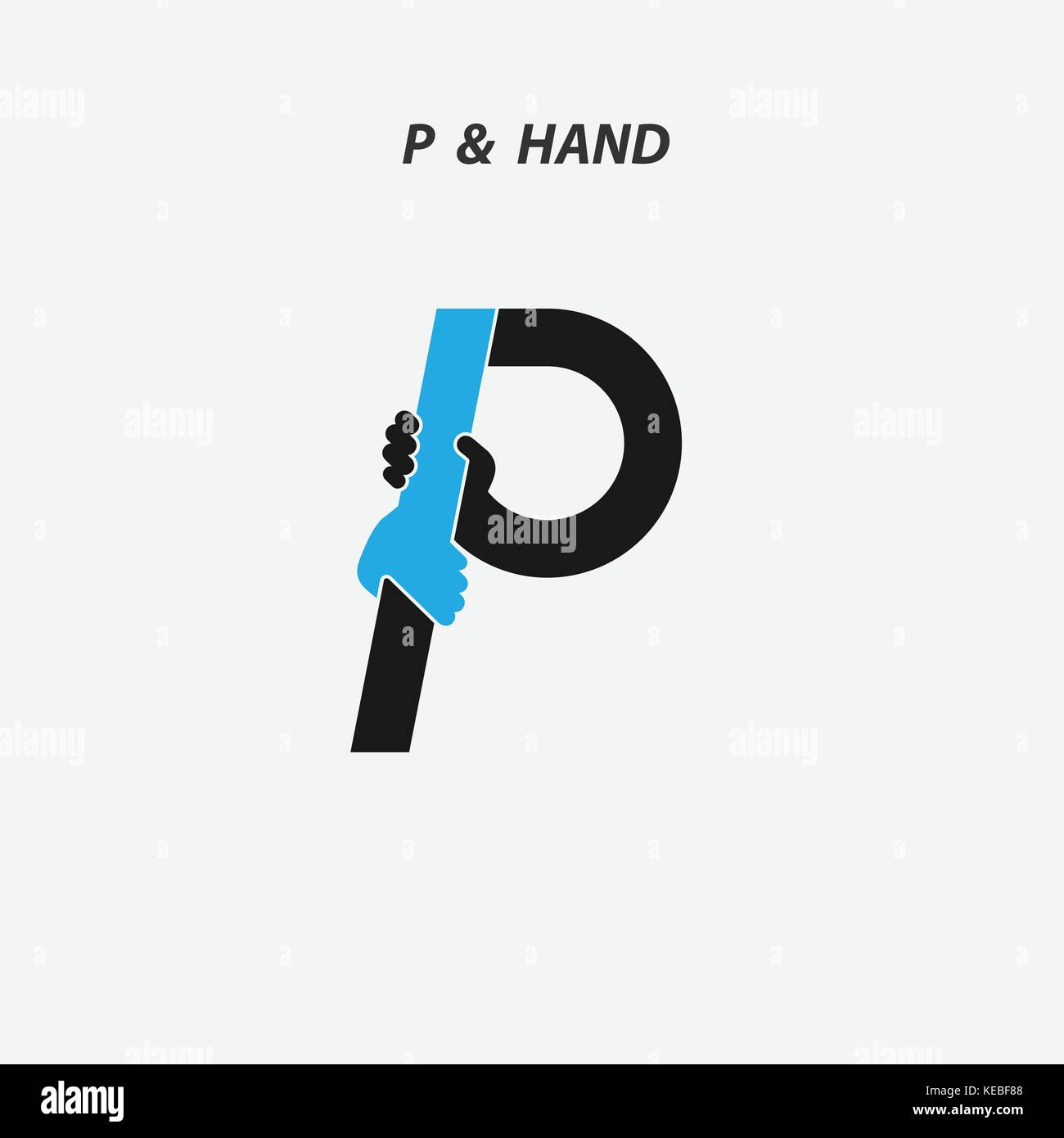 P - Letter abstract icon & hands logo design vector template.Italic ...