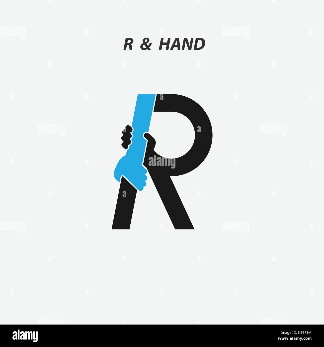 R - Letter abstract icon & hands logo design vector template.Italic ...