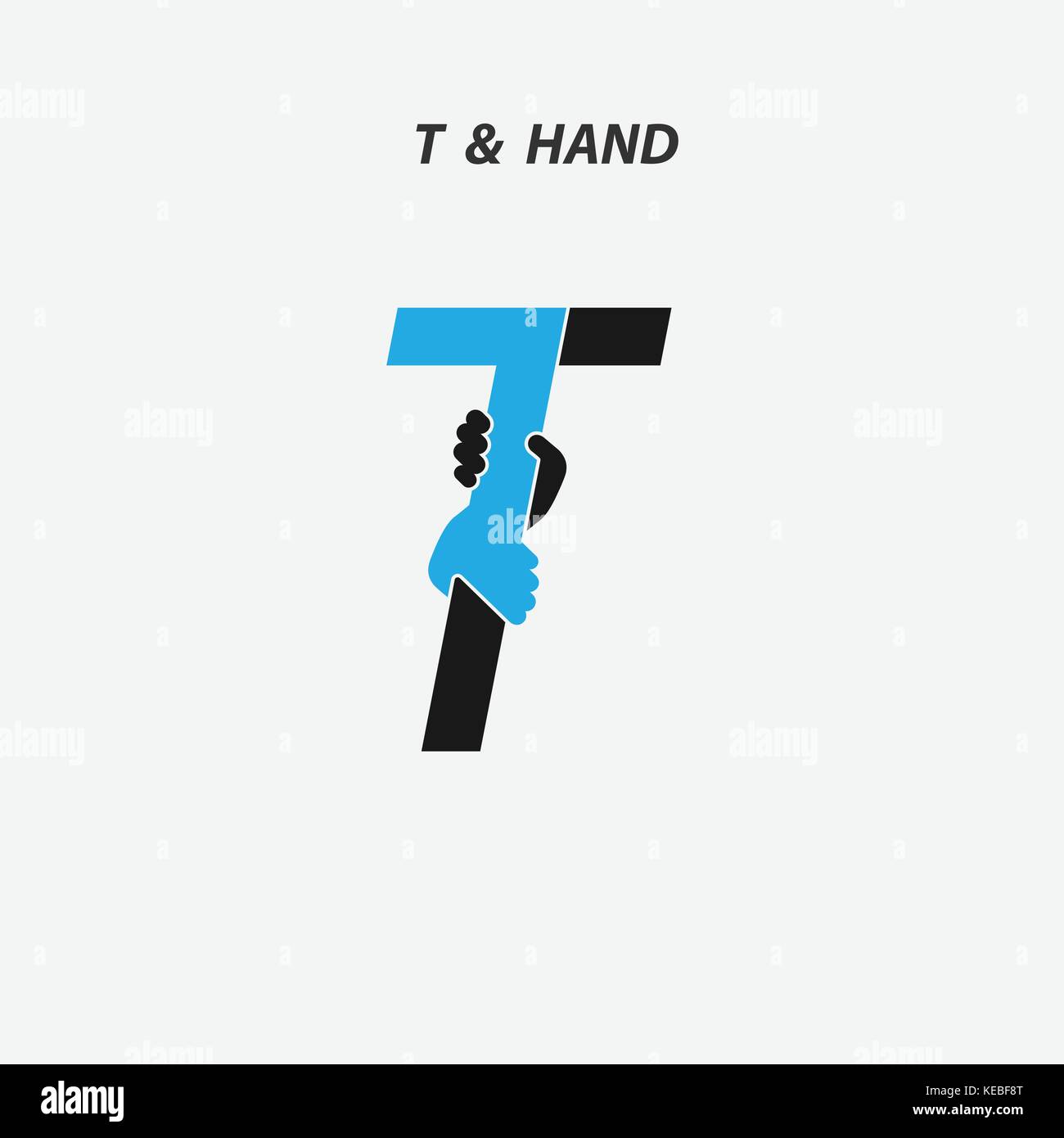 T - Letter abstract icon & hands logo design vector template.Italic ...