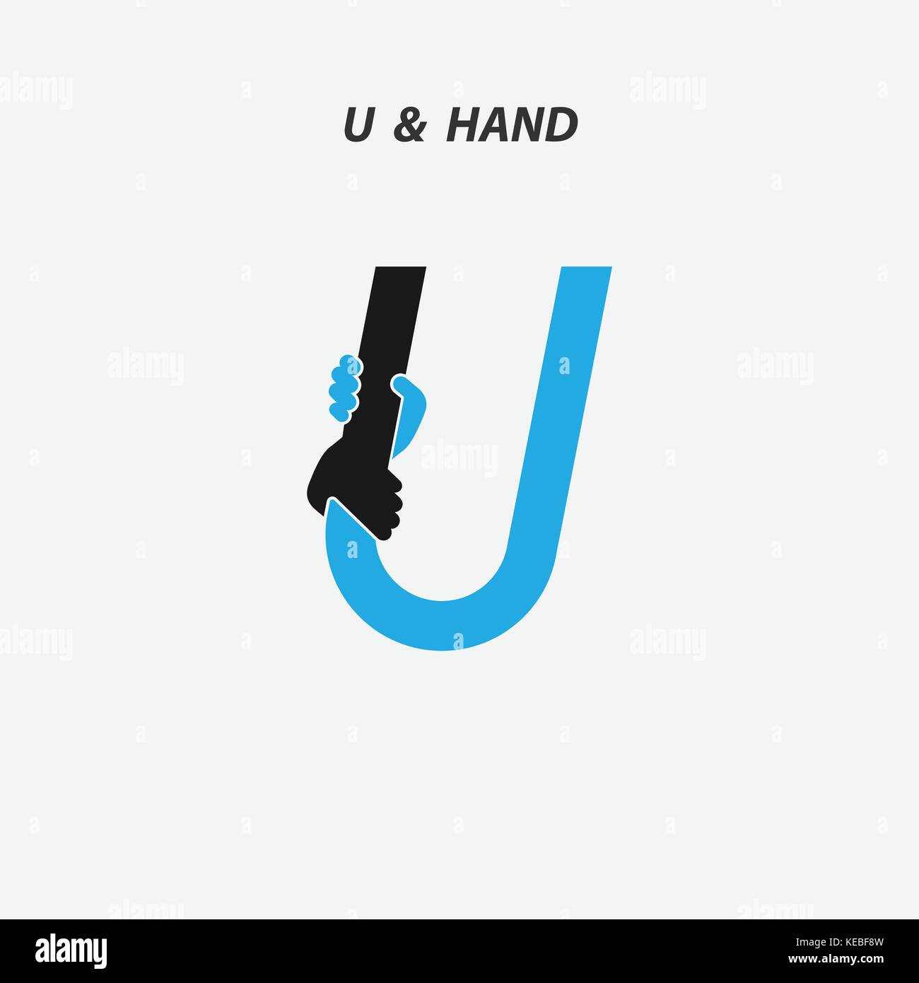U - Letter abstract icon & hands logo design vector template.Italic ...