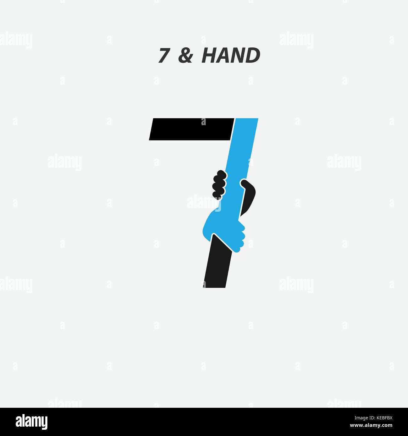 Creative 7- Number icon abstract and hands icon design vector template ...